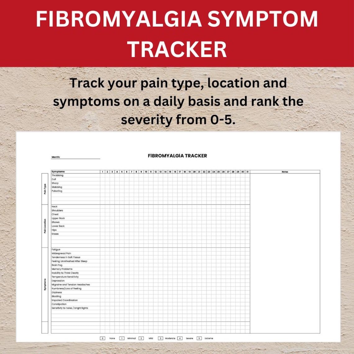Fibromyalgia Tracker Printable PDF Fibromyalgia Symptoms Fibromyalgia ...