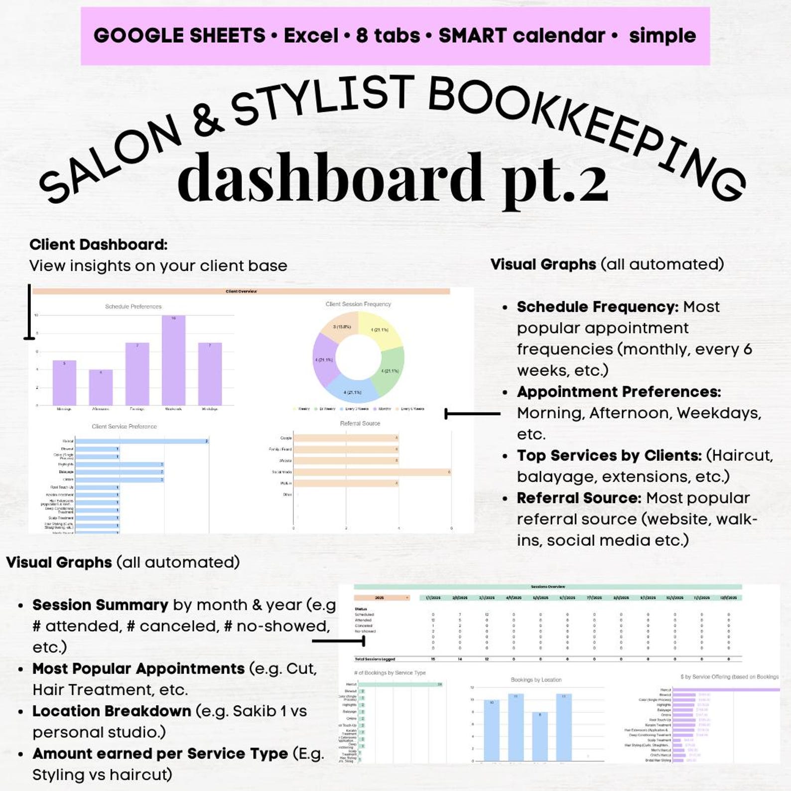 Salon Bookkeeping Scheduling Template, Scheduling Hair Stylist, Hair ...