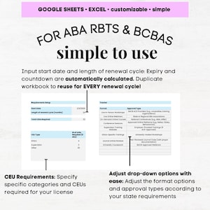 Aba Bcba CEU Tracker, CEU Log, Aba Bcba Therapy, Bcba Certified, Bcba ...