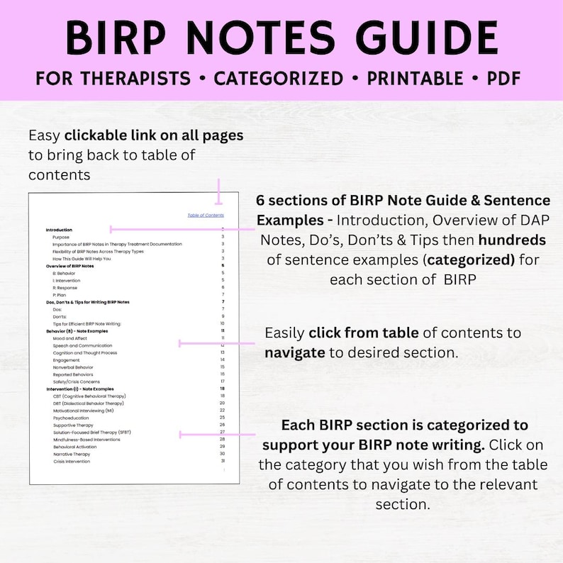 BIRP Note Cheat Sheet PDF, BIRP Note, Mental Health Therapy Notes ...