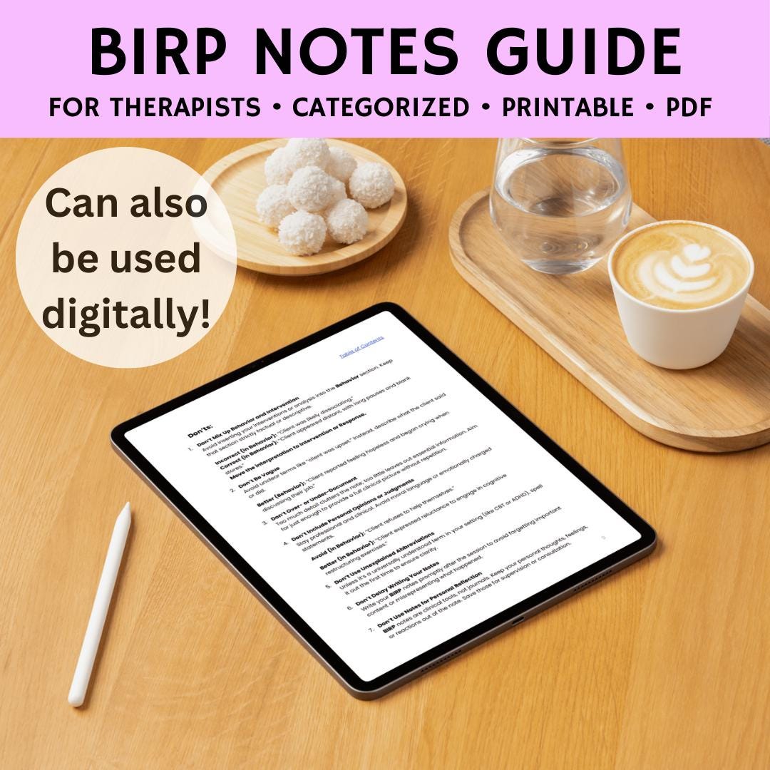 BIRP Note Cheat Sheet PDF, BIRP Note, Mental Health Therapy Notes ...
