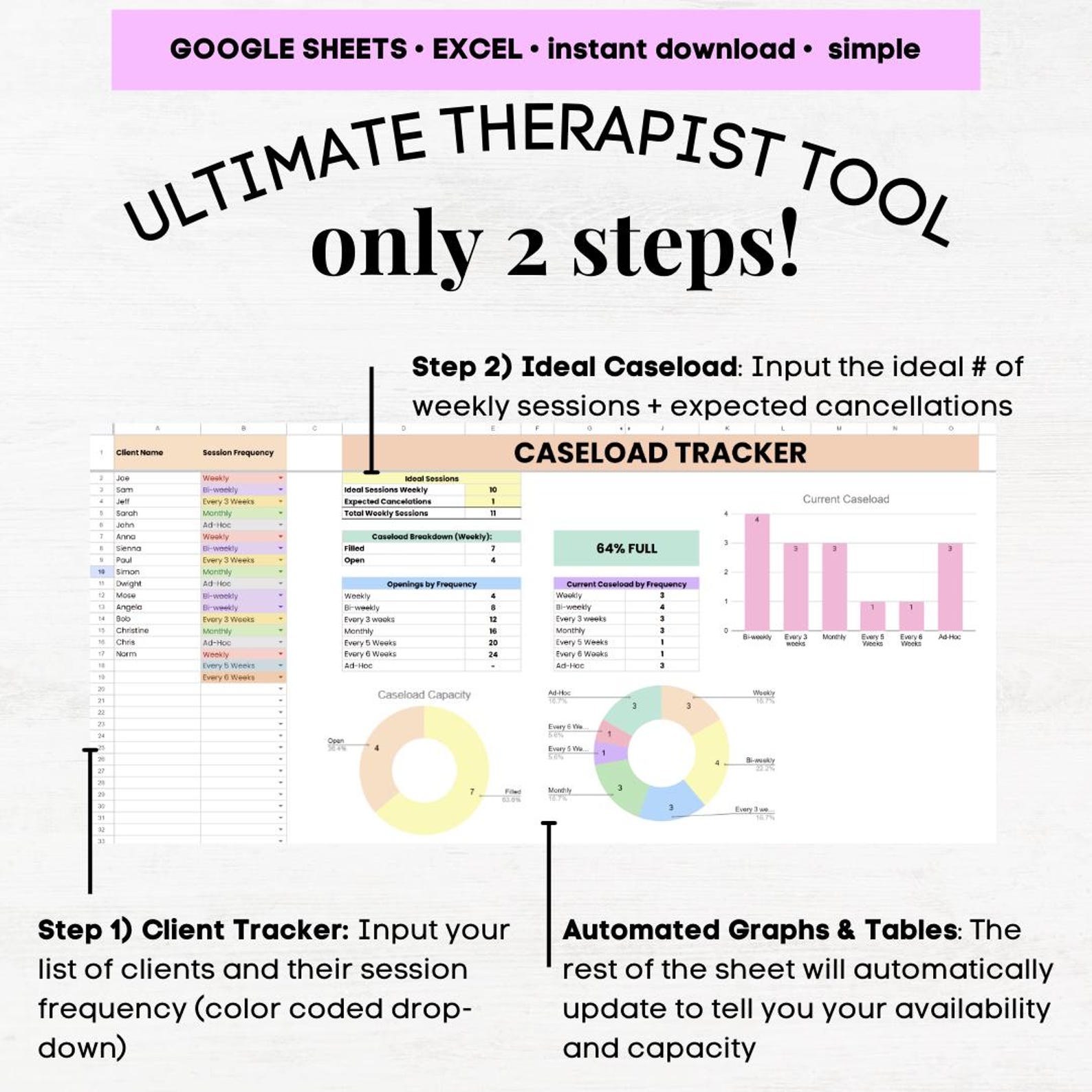 Therapist Caseload Tracker, Therapy Client Tracker, Caseload Organizer ...