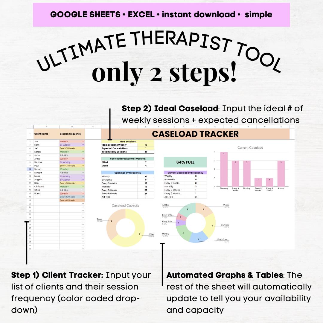 Therapist Caseload Tracker, Therapy Client Tracker, Caseload Organizer ...