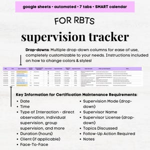 RBT Tracker, Client Supervision Log, Therapist Rbt, RBT Therapist, Rbt ...