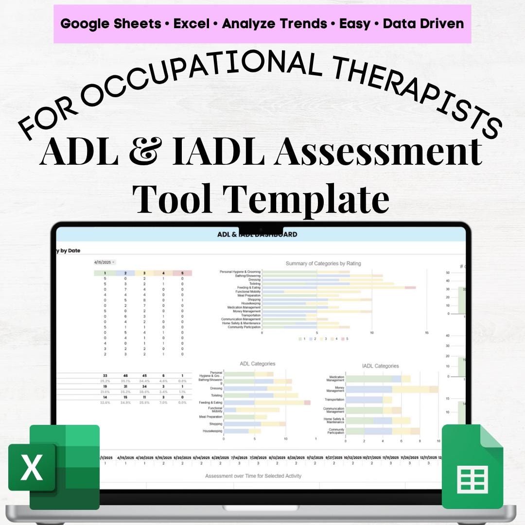 ADL and IADL Assessment Tool Template, Adl Ot Assessment, Adl Charting ...