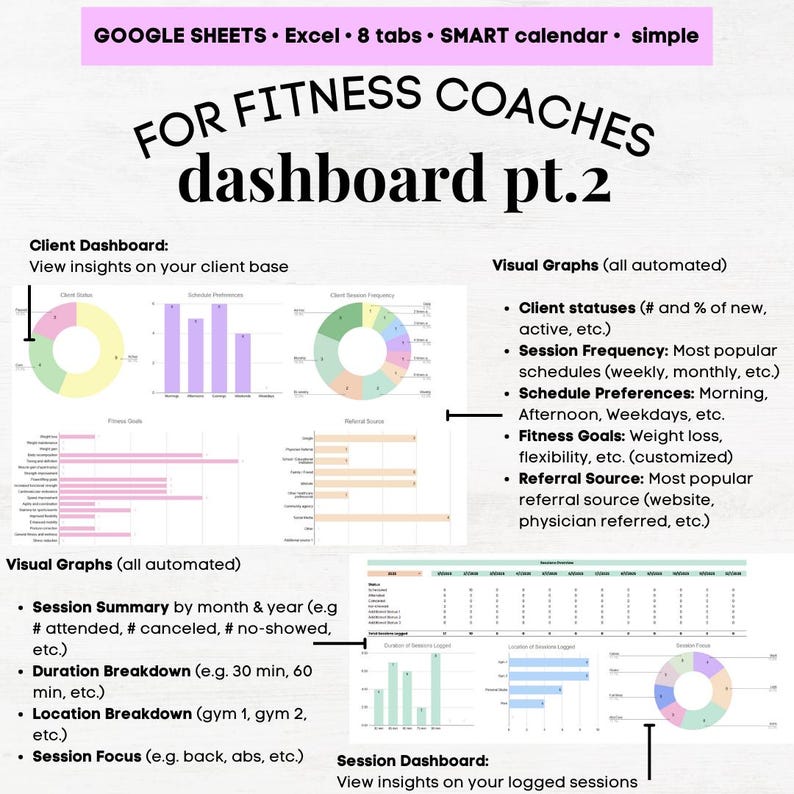 Personal Trainer Client Tracker Calendar, Personal Trainer Spreadsheet ...