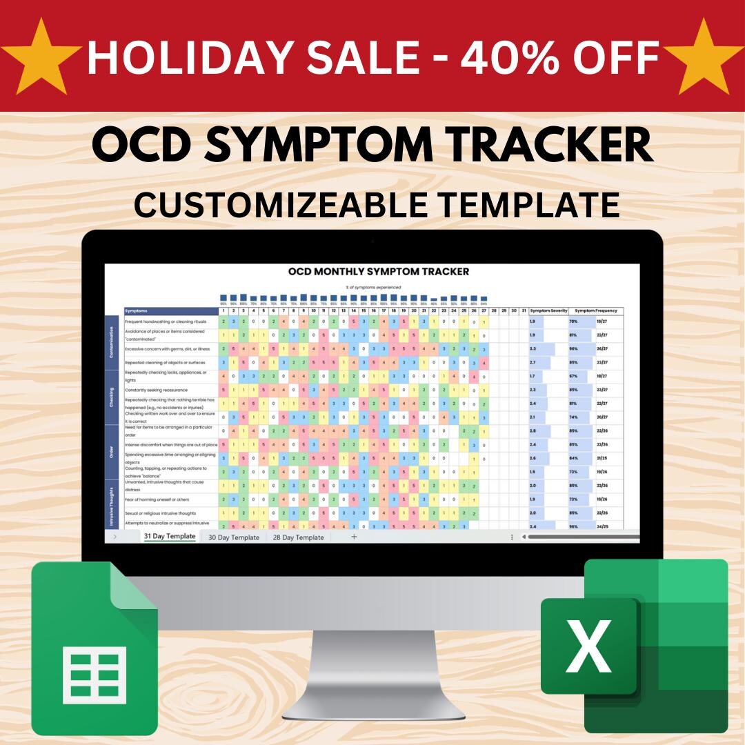 OCD Symptom Tracker Spreadsheet OCD Symptom Tracking Excel Obsessed ...