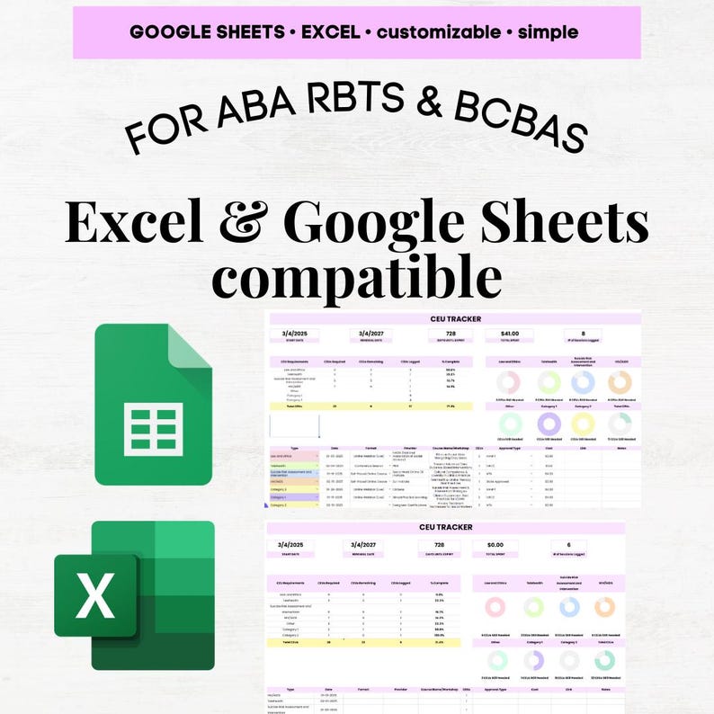 Aba Bcba CEU Tracker, CEU Log, Aba Bcba Therapy, Bcba Certified, Bcba ...