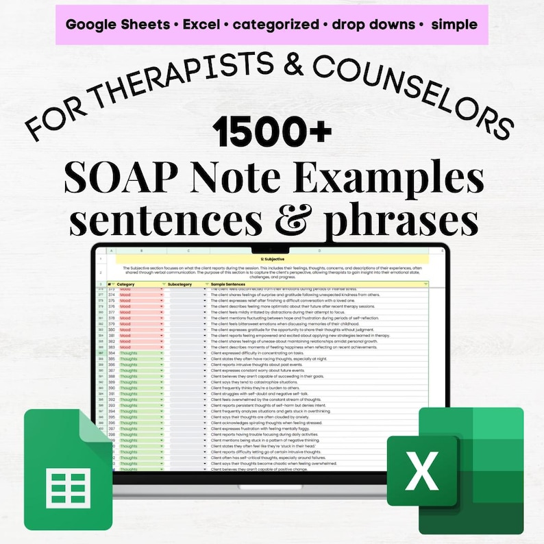 Counseling Notes Cheat Sheet Spreadsheet, Counseling Progress Note ...
