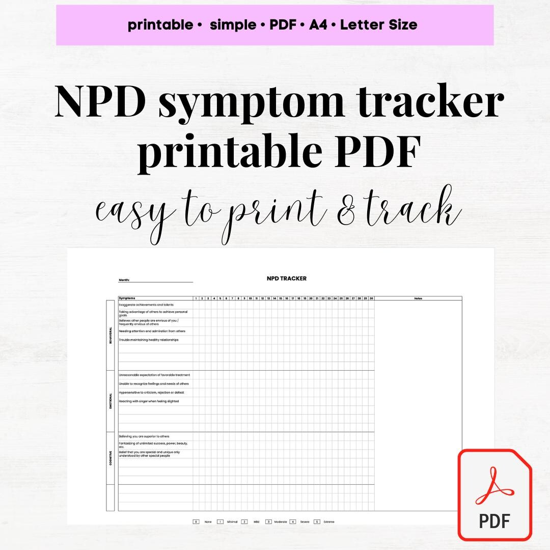 NPD Symptom Tracker, Narcissistic Personality Disorder Symptoms ...
