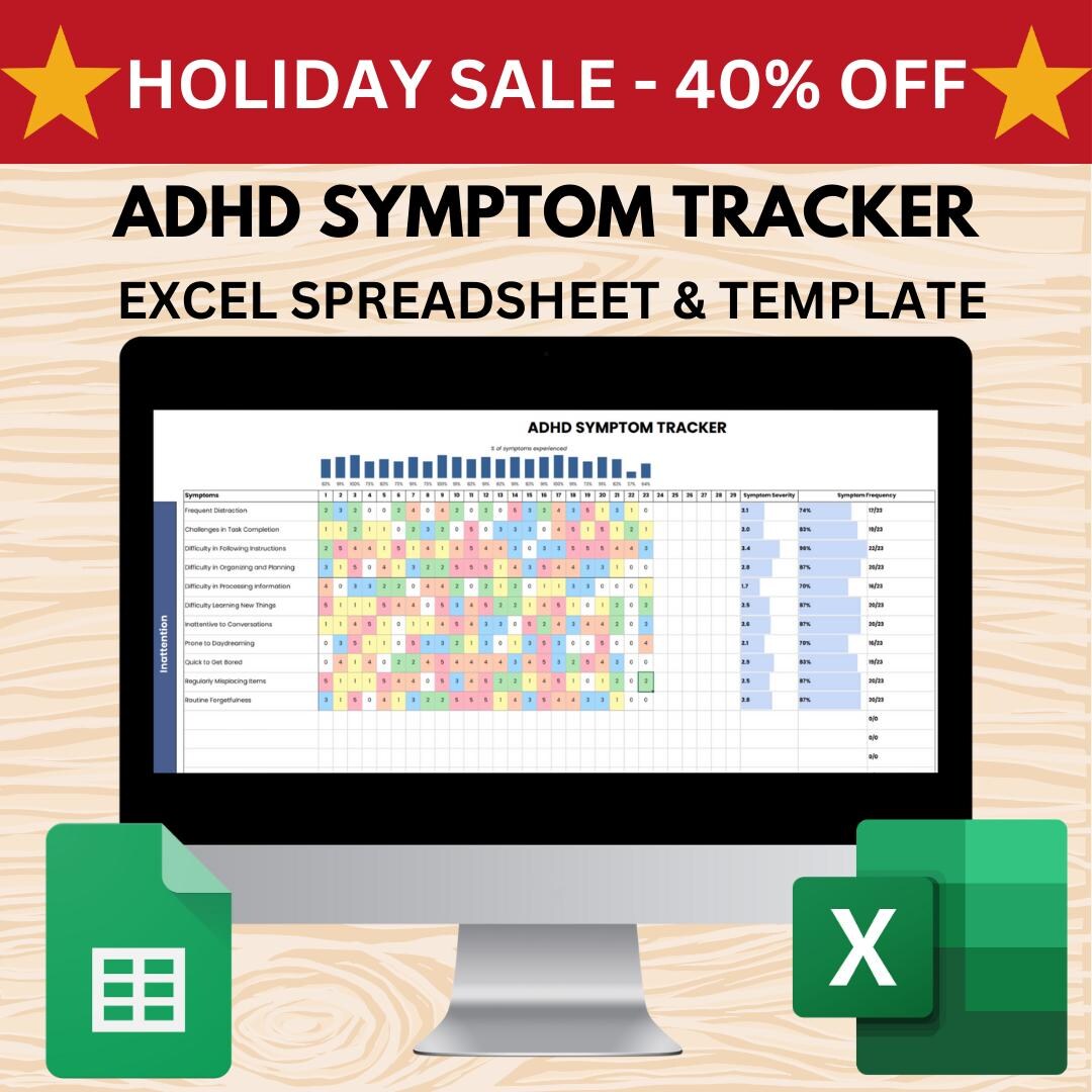 Buy ADHD Tracker Excel Google Sheets Adhd Symptoms Tracker Adhd Management Behavior Tracker ...