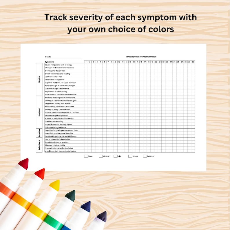 PMDD Symptom Tracker | PMDD Awareness | Monthly Symptom Tracker ...