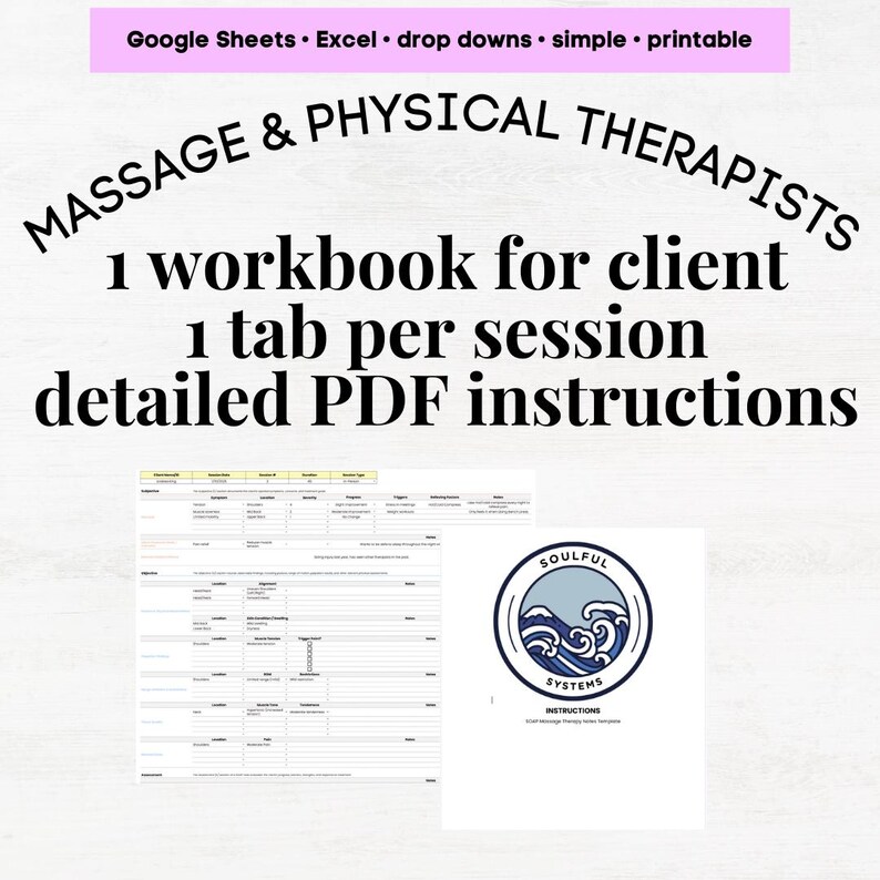 Massage Therapy SOAP Note Template, Massage Therapy Notes, Physical ...