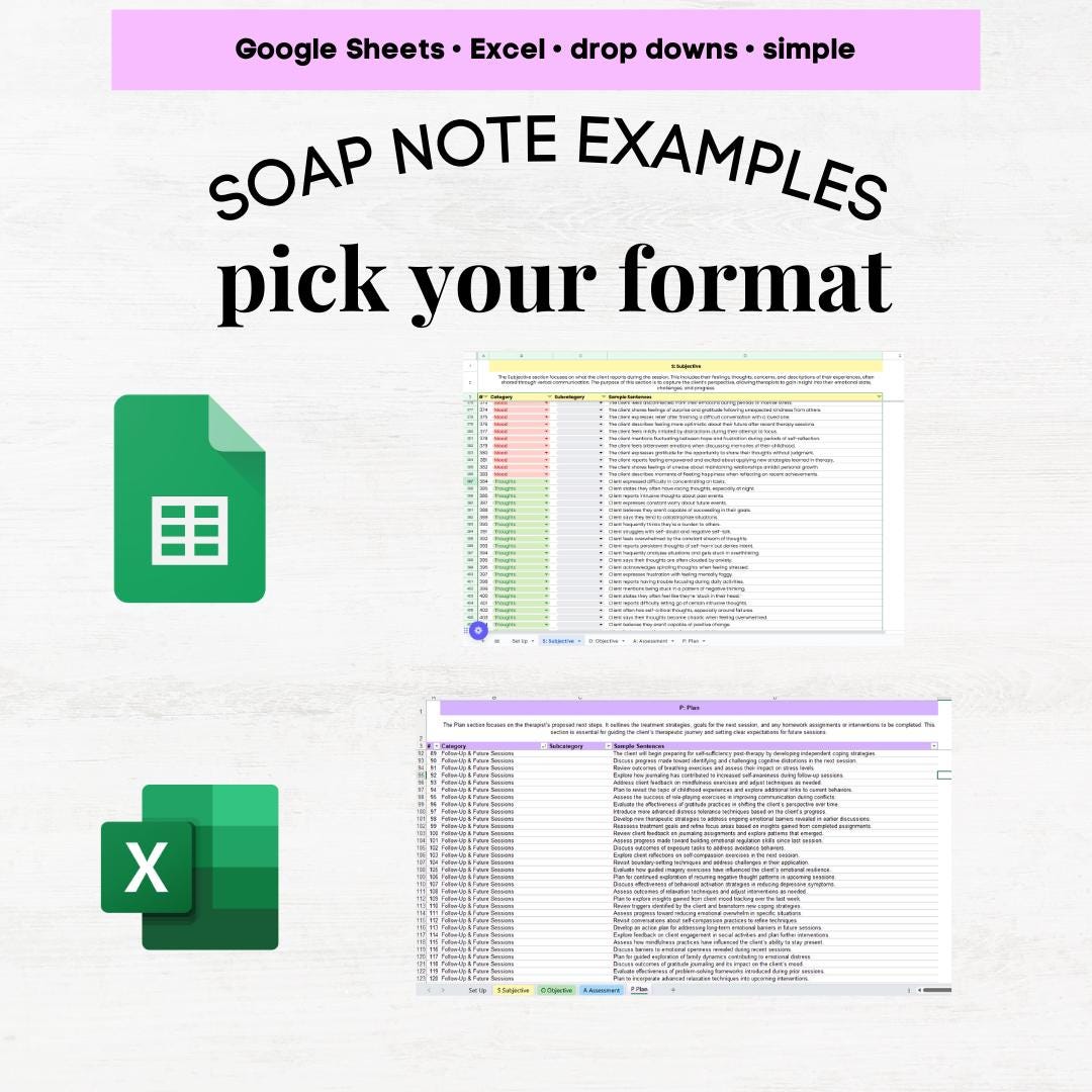 Counseling Notes Cheat Sheet Spreadsheet, Counseling Progress Note ...