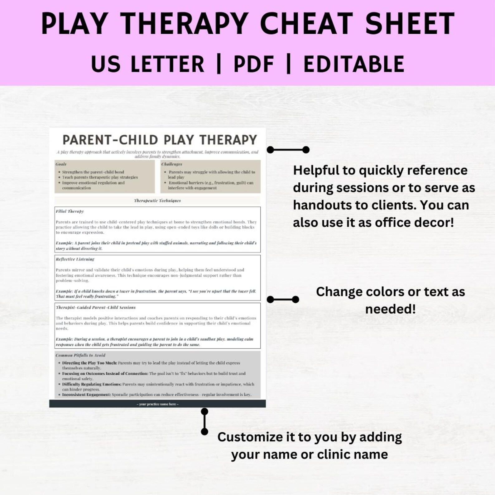 Play Therapy Cheat Sheet, Therapy Cheat Sheet, Play Therapy Tool, Play ...