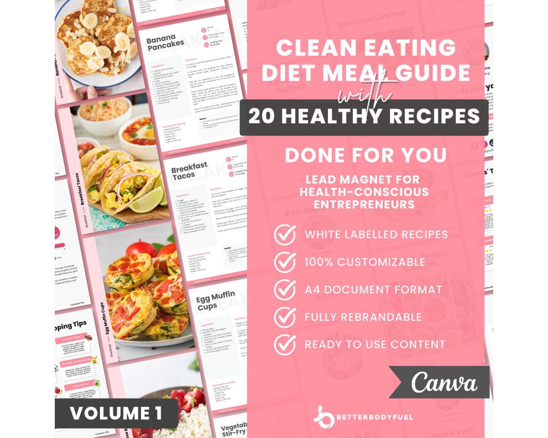 Clean Eating Diet Meal Guide 20 Healthy Wholesome Recipes - Etsy