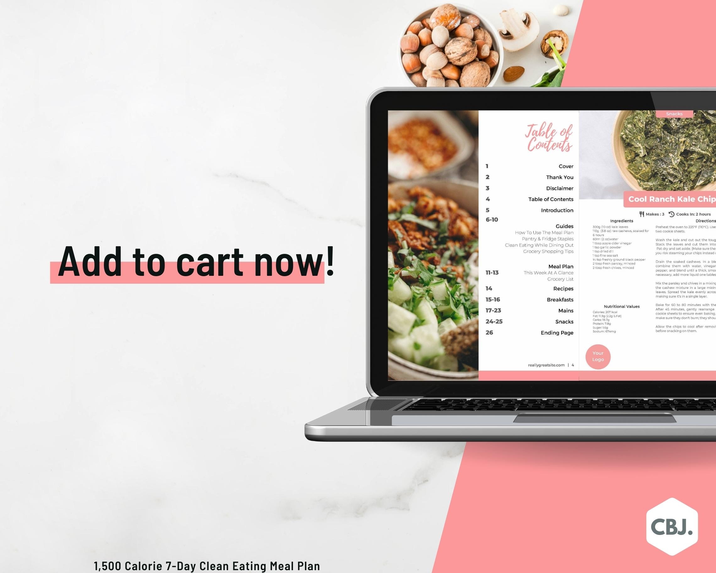 1500 Calorie 7-day Clean Eating Meal Plan Printable Template Healthy ...