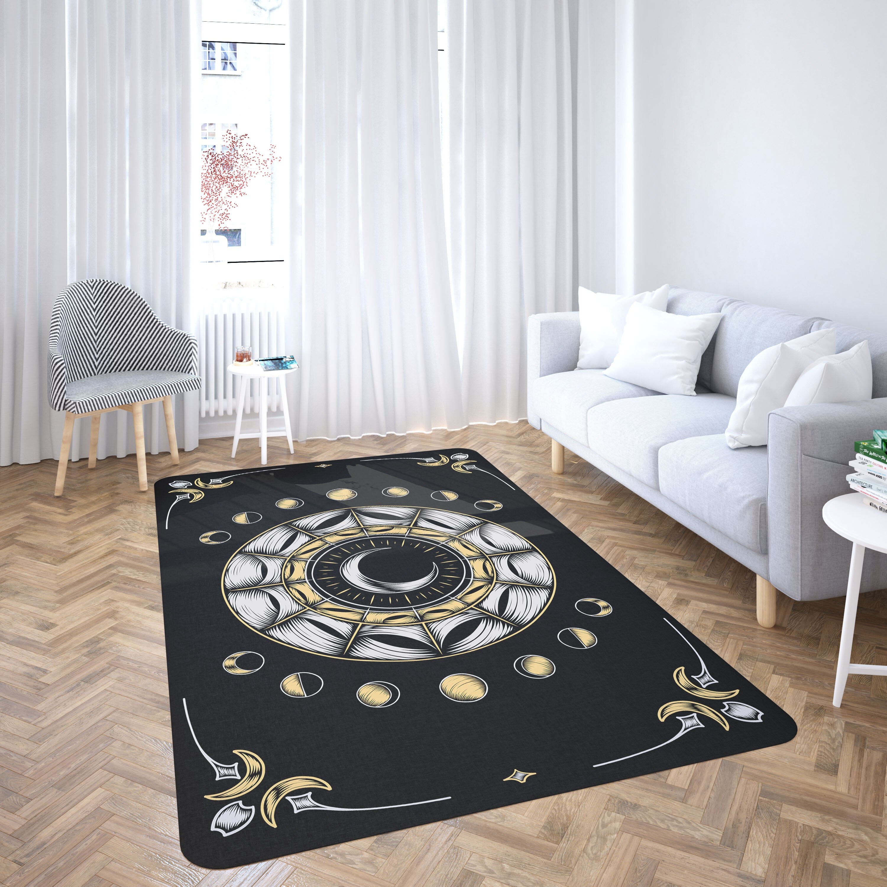 Witch Moon, Web, Moon Phases Foldable Rectangular Floor Rug - Etsy