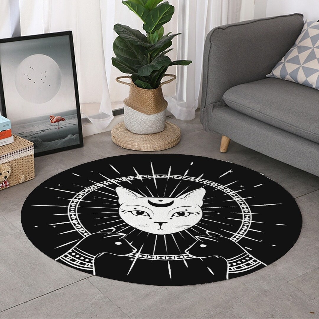 Egyptian Goddess Bastet Round Rug - Etsy