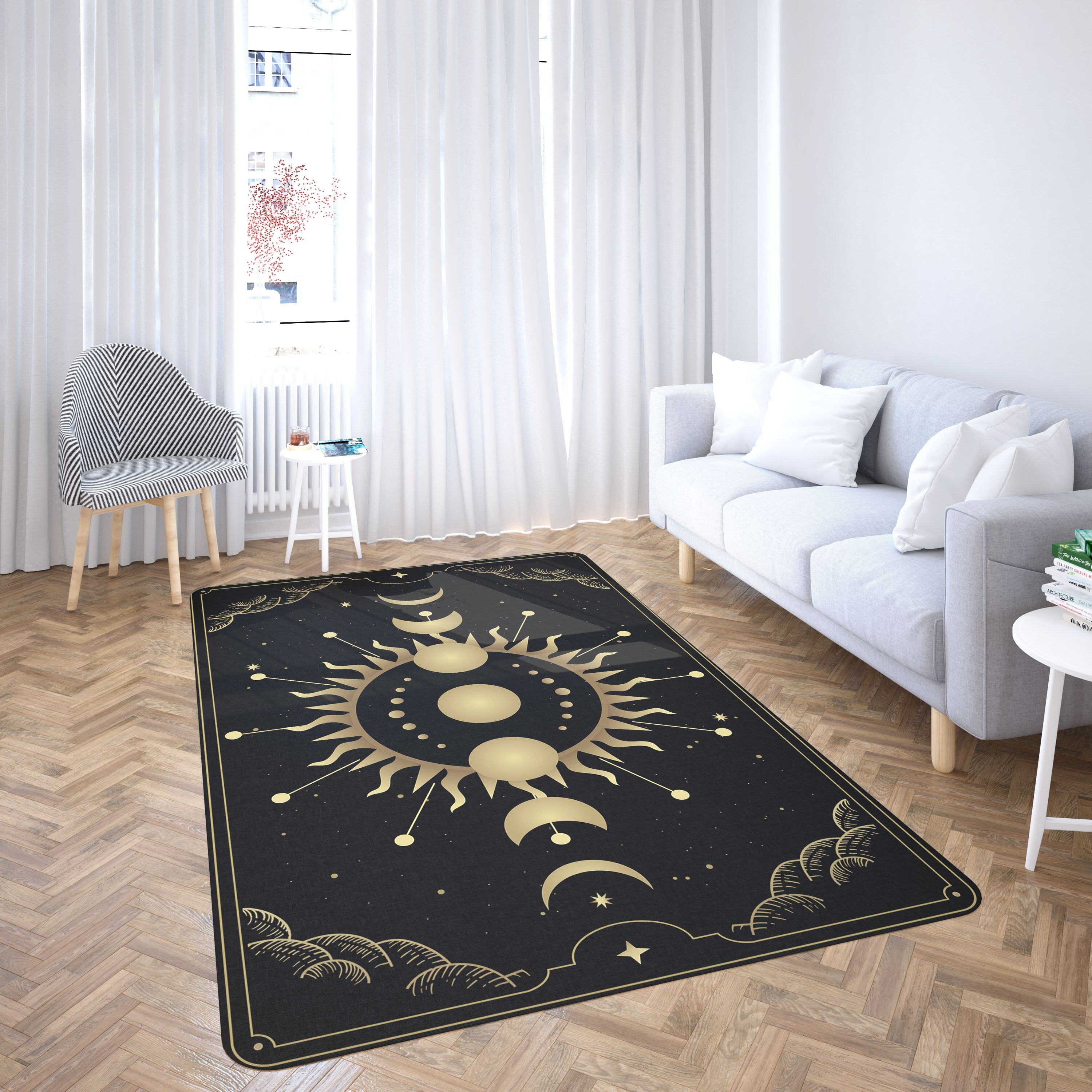 Moon Phases With Sun Foldable Rectangular Floor Rug - Etsy