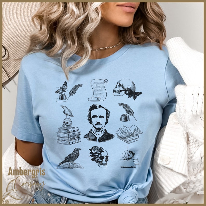 Edgar Allan Poe Poet Shirt Dark Academia Clothing Light Bookish Indie ...