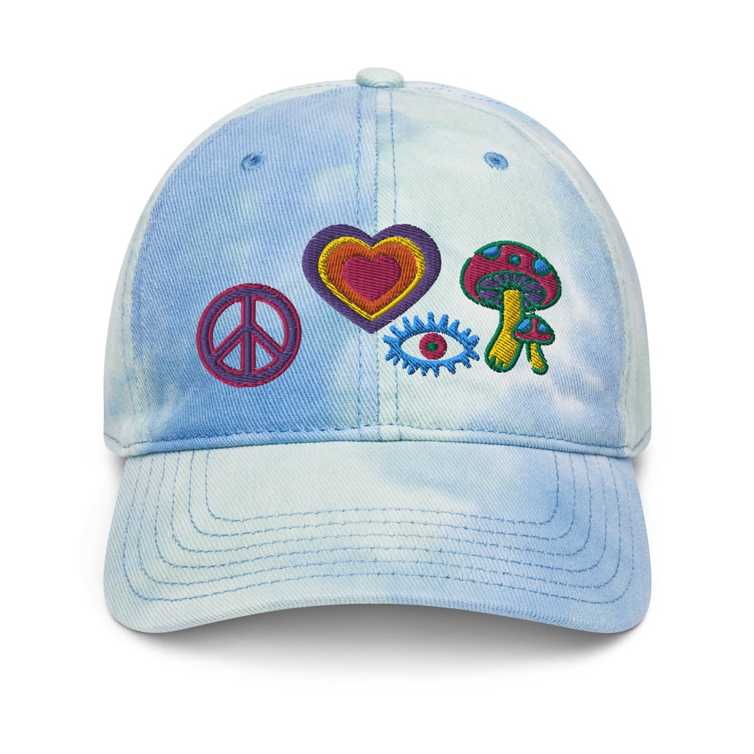 VSCO Girl Tie Dye Hat Embroidered Hat Magic Mushrooom BTS Trippy Hippie ...