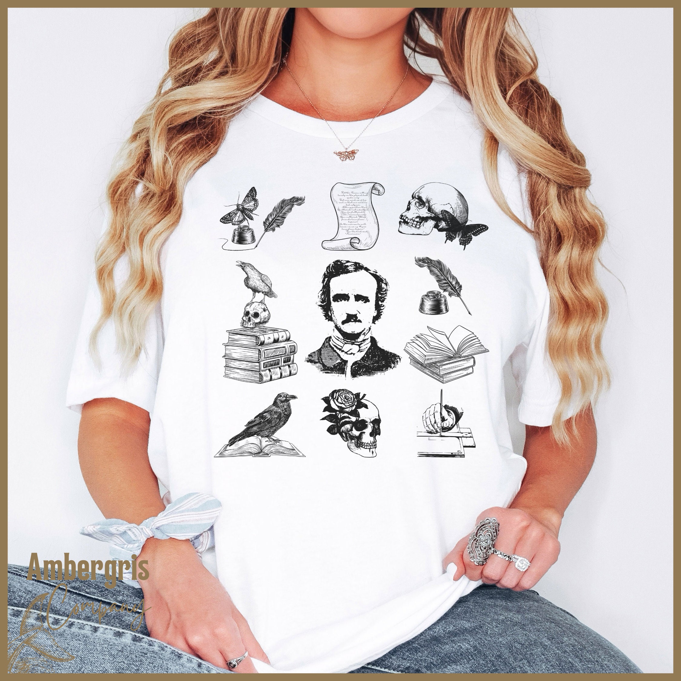 Edgar Allan Poe Poet Shirt Dark Academia Clothing Light Bookish Indie ...