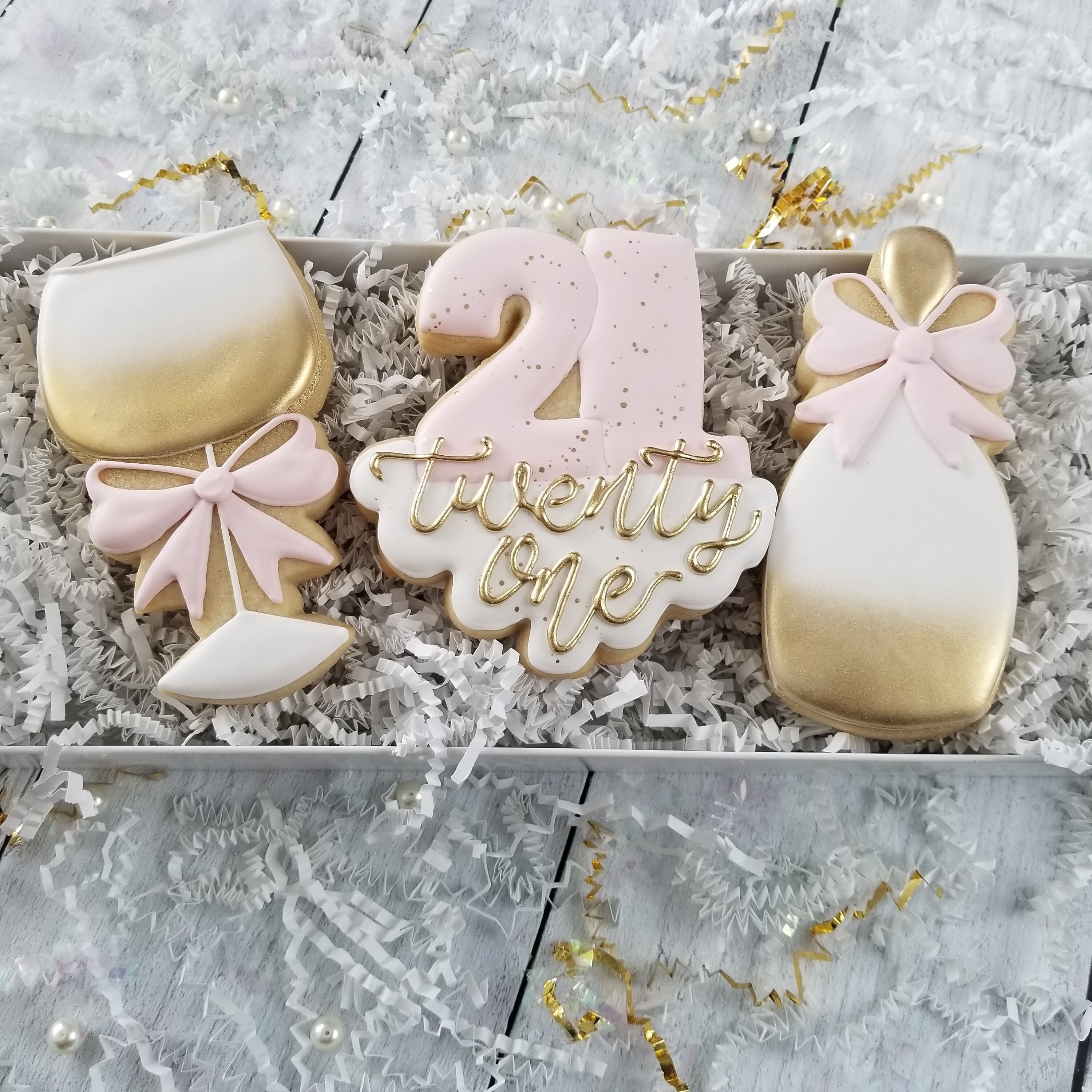 21st Birthday Cookie Gift Box Champagne Birthday Cookies | Etsy