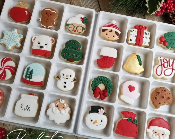Christmas Mini Cookies 2 Dozen Santa Snowflake Snowman Candy Cane ...