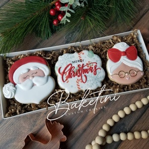 Merry Christmas 3pc Cookie Gift Set Holiday Gift Box Santa and Mrs ...