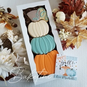 Stacked Pumpkin Cookie Gift Box 4pc Gift Set Hey Pumpkin Happy Fall Y ...