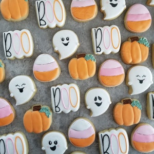 Cute Halloween Mini Cookies 2 Dozen Ghost BOO Pumpkin Candy Corn Trick ...