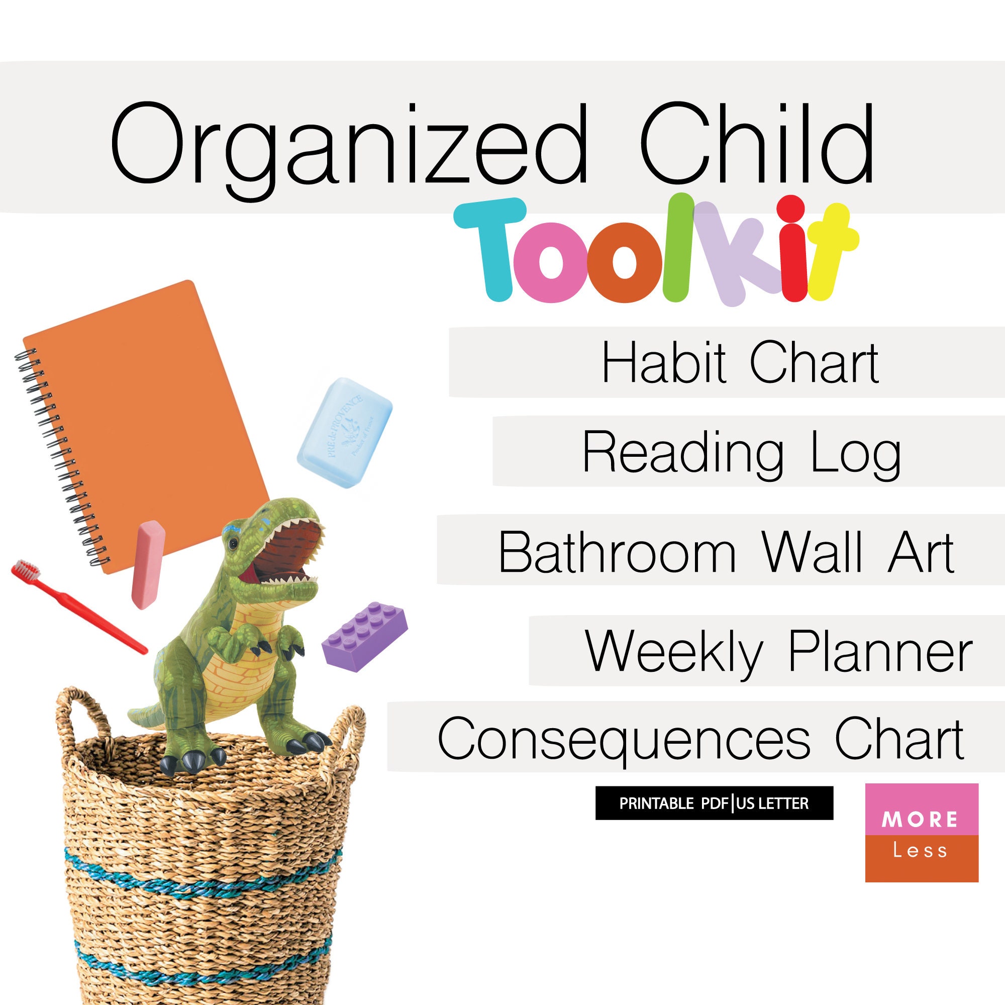 Organized Child Printable Toolkit- PDF Daily Habits Chart / Reading Log ...