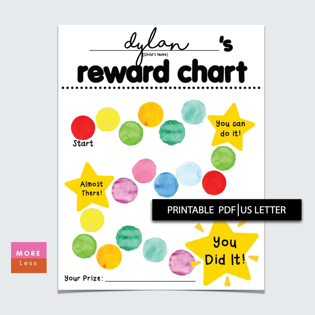 Kids Printable Reward Chart Children's PDF Behavior Chart, Goal Tracker ...