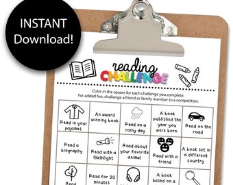Kids Reading BINGO, Summer Reading Challenge, Fun Book Game, Middle ...