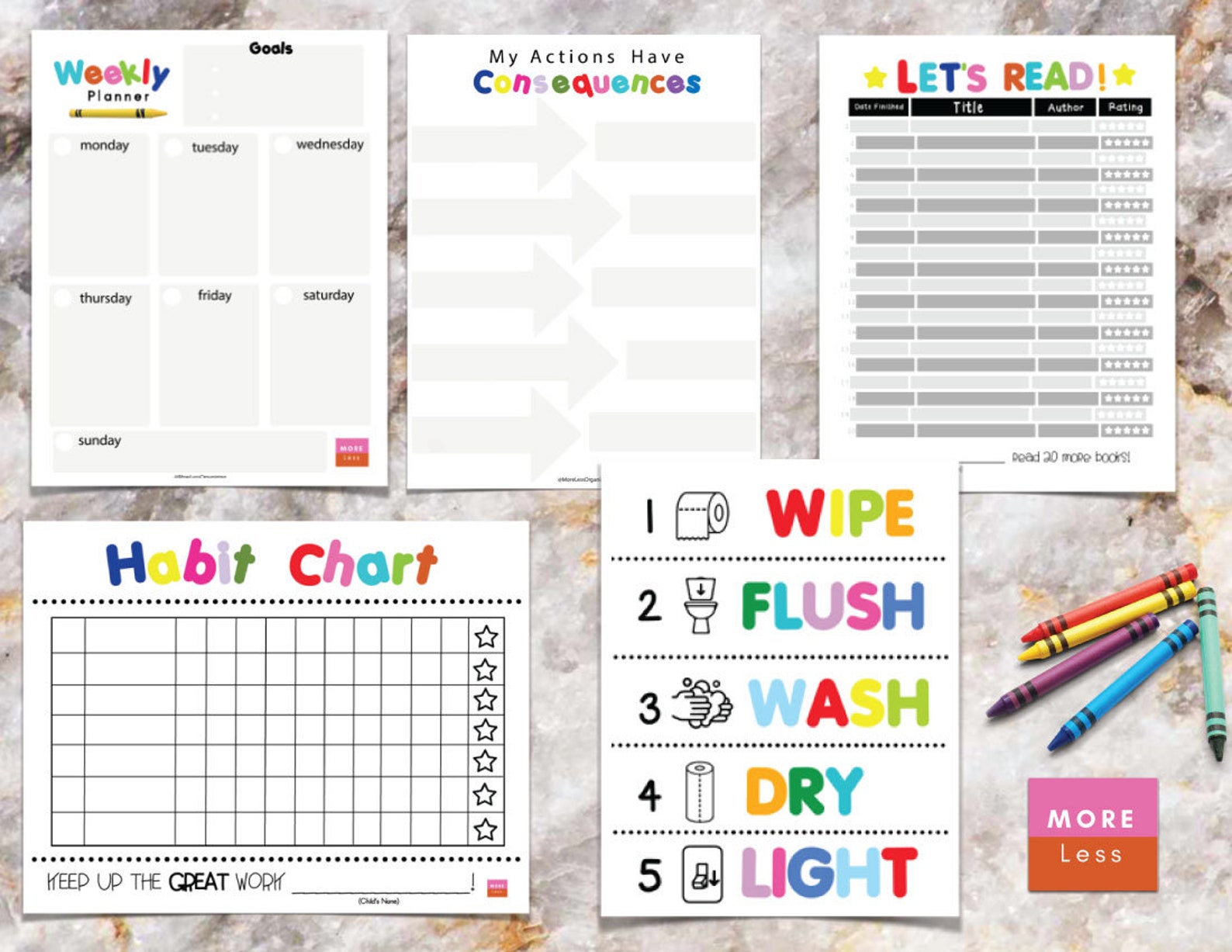 Organized Child Printable Toolkit- PDF Daily Habits Chart / Reading Log ...