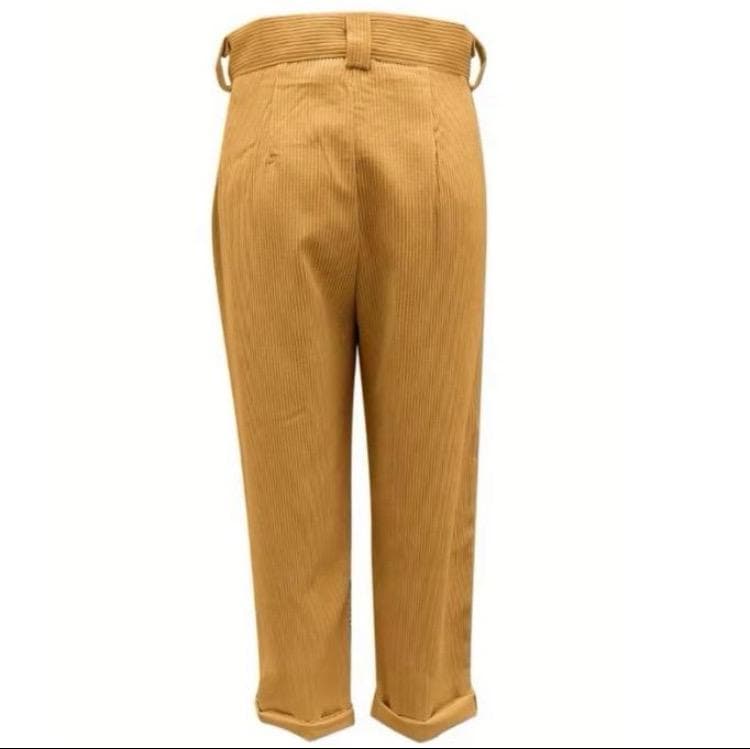 Corduroy Felt Velvet High Waist Straight Leg Relaxed Fit Trousers Tan ...