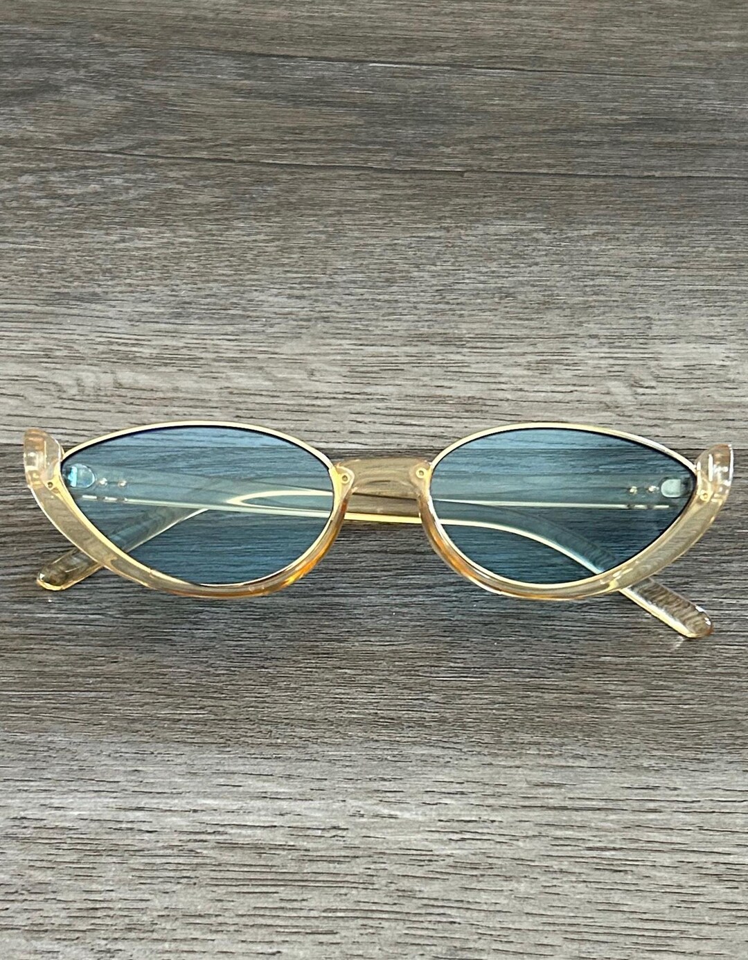 Clear Yellow Blue Cat Eye Oversized Leopard Print Vintage Style ...