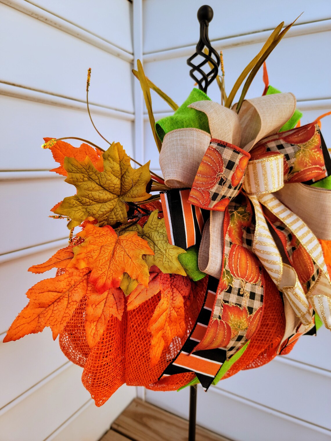 Orange Wired Pumpkin, Front Door Decor, Fall Decor, Front Porch - Etsy