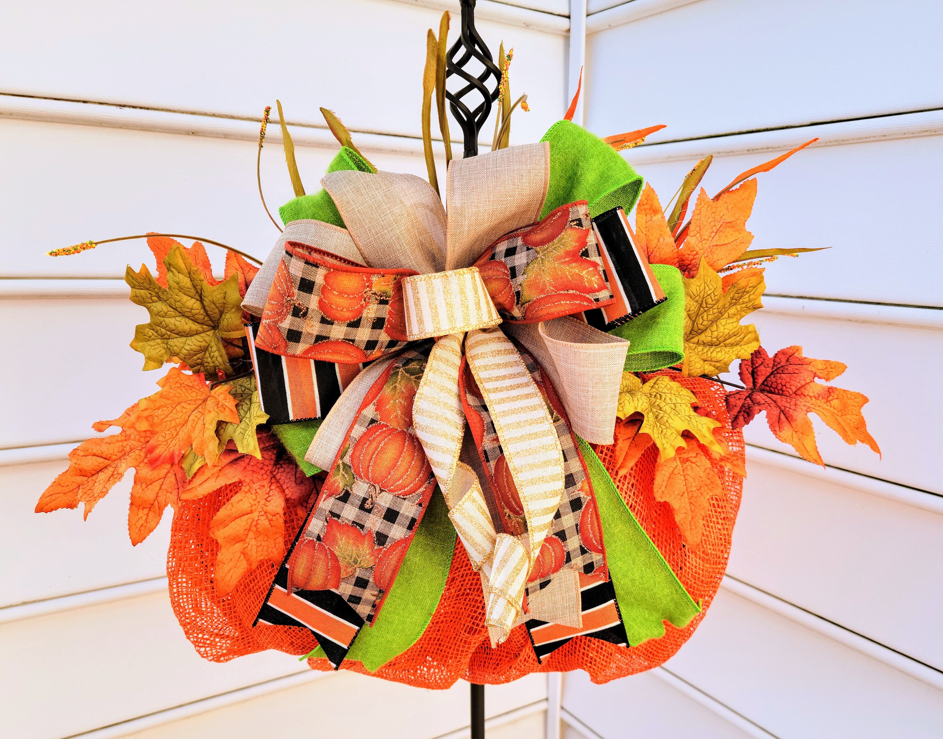 Orange Wired Pumpkin, Front Door Decor, Fall Decor, Front Porch - Etsy