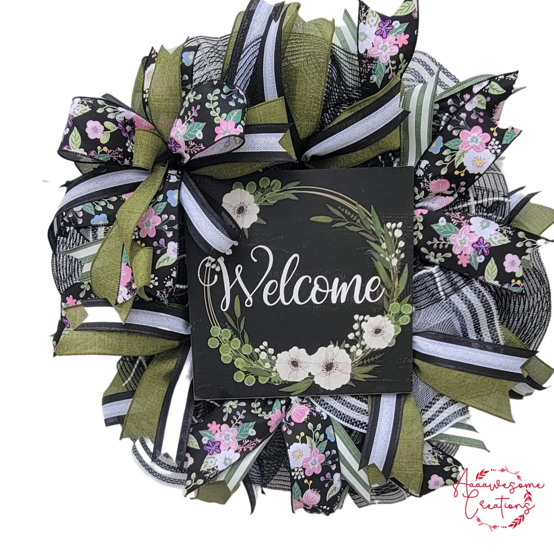Welcome Spring/summer Spring Front Door Wreath, Decor, Summer Wreath ...