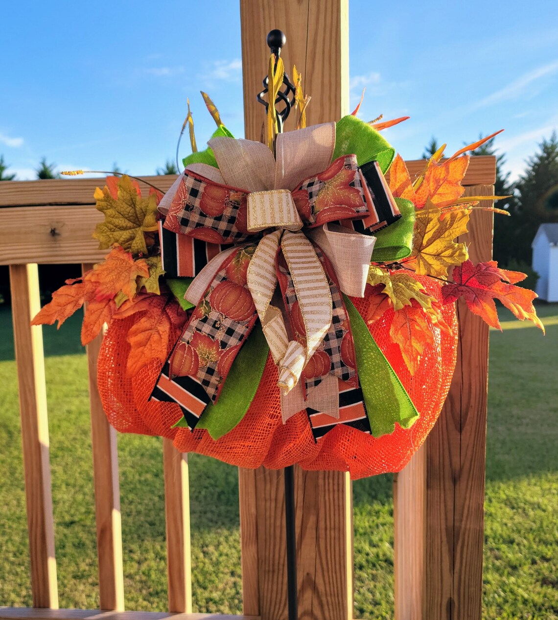 Orange Wired Pumpkin, Front Door Decor, Fall Decor, Front Porch - Etsy