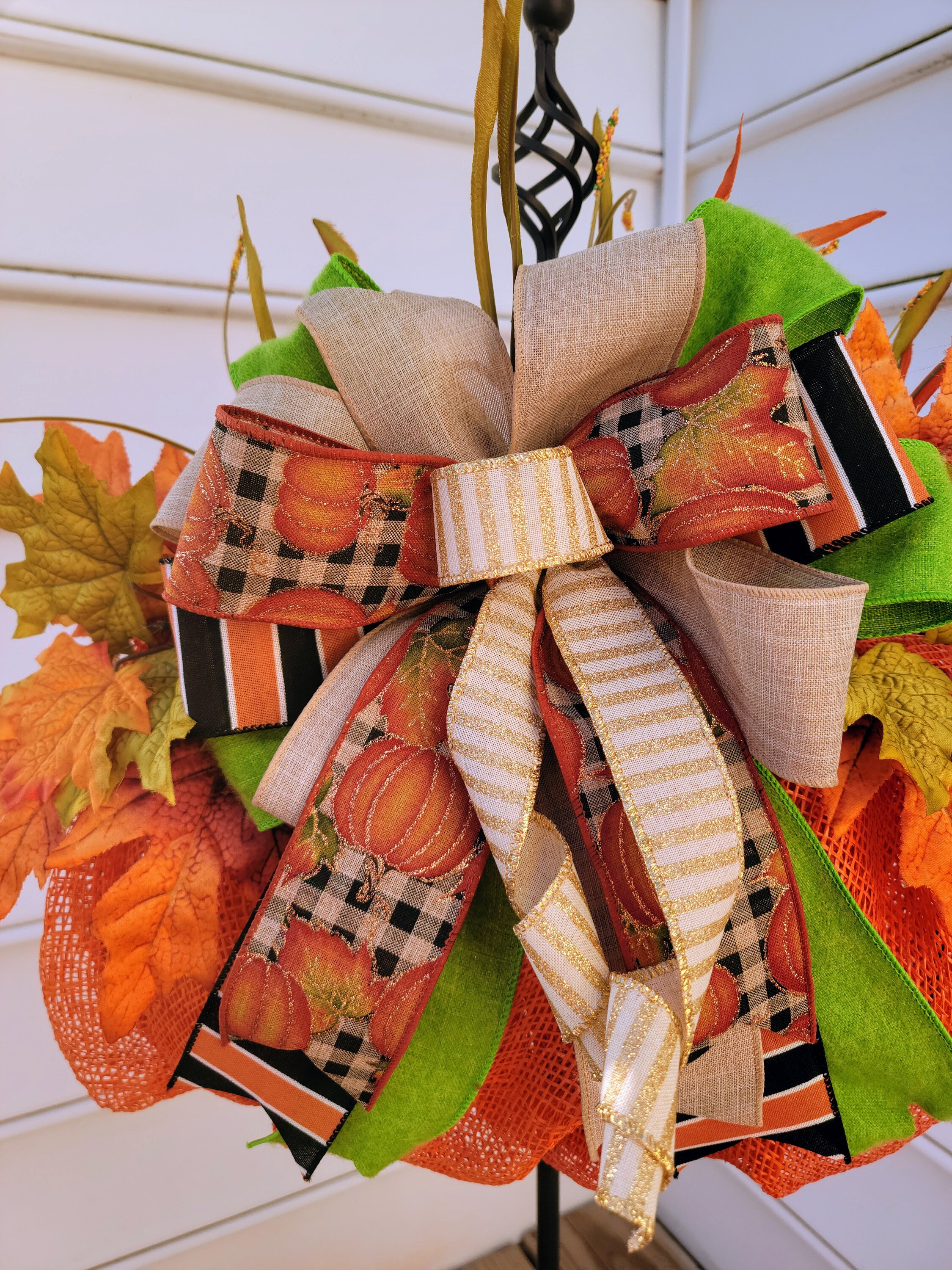 Orange Wired Pumpkin, Front Door Decor, Fall Decor, Front Porch - Etsy