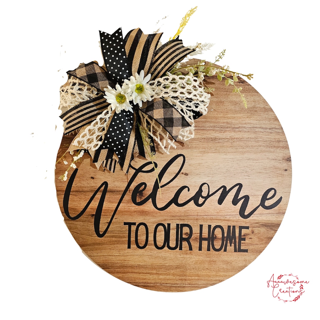 Everyday Welcome to Our Home Door Hanger, Black, White and Brown Hanger ...
