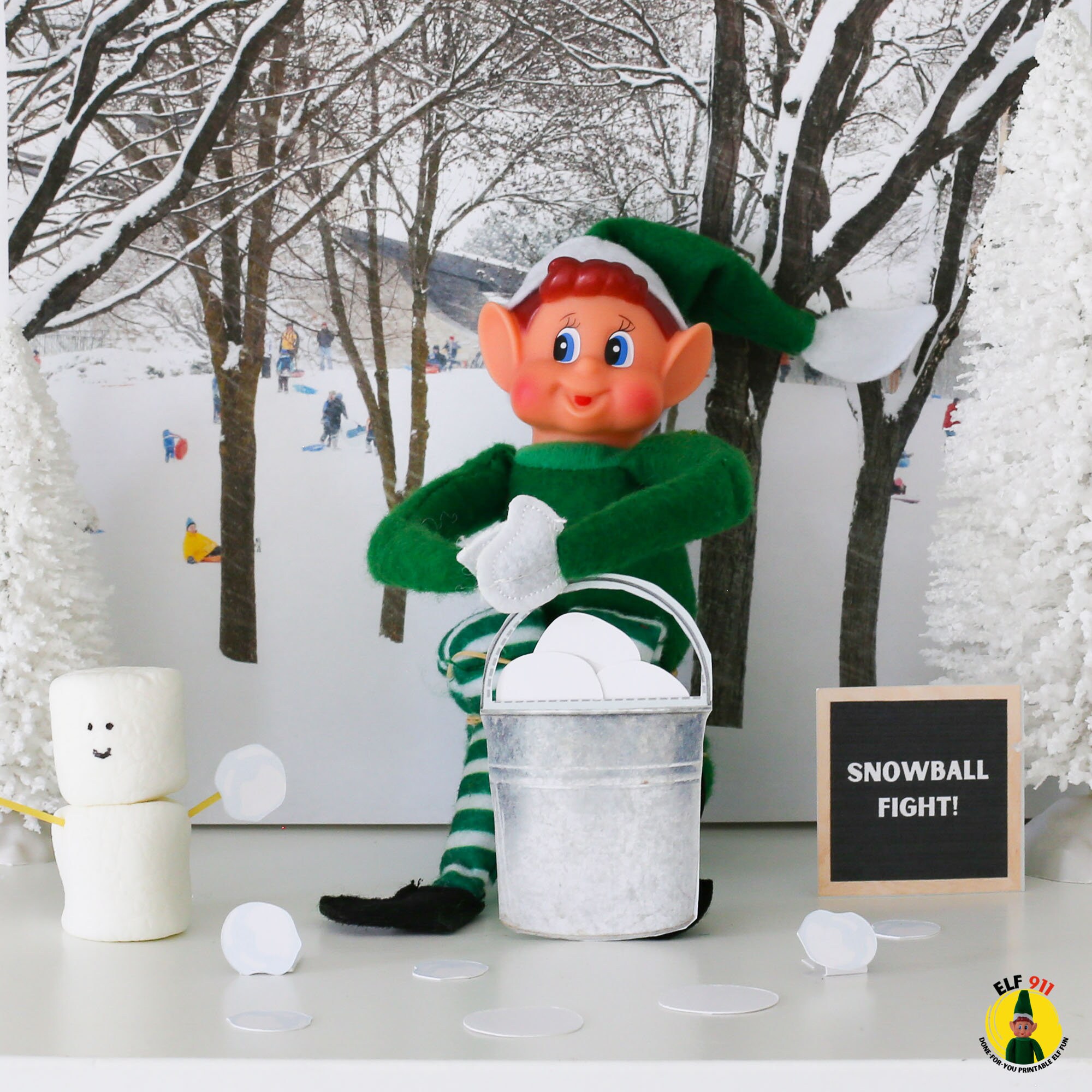 Elf 911 Printable Snowball Fight Set - Etsy