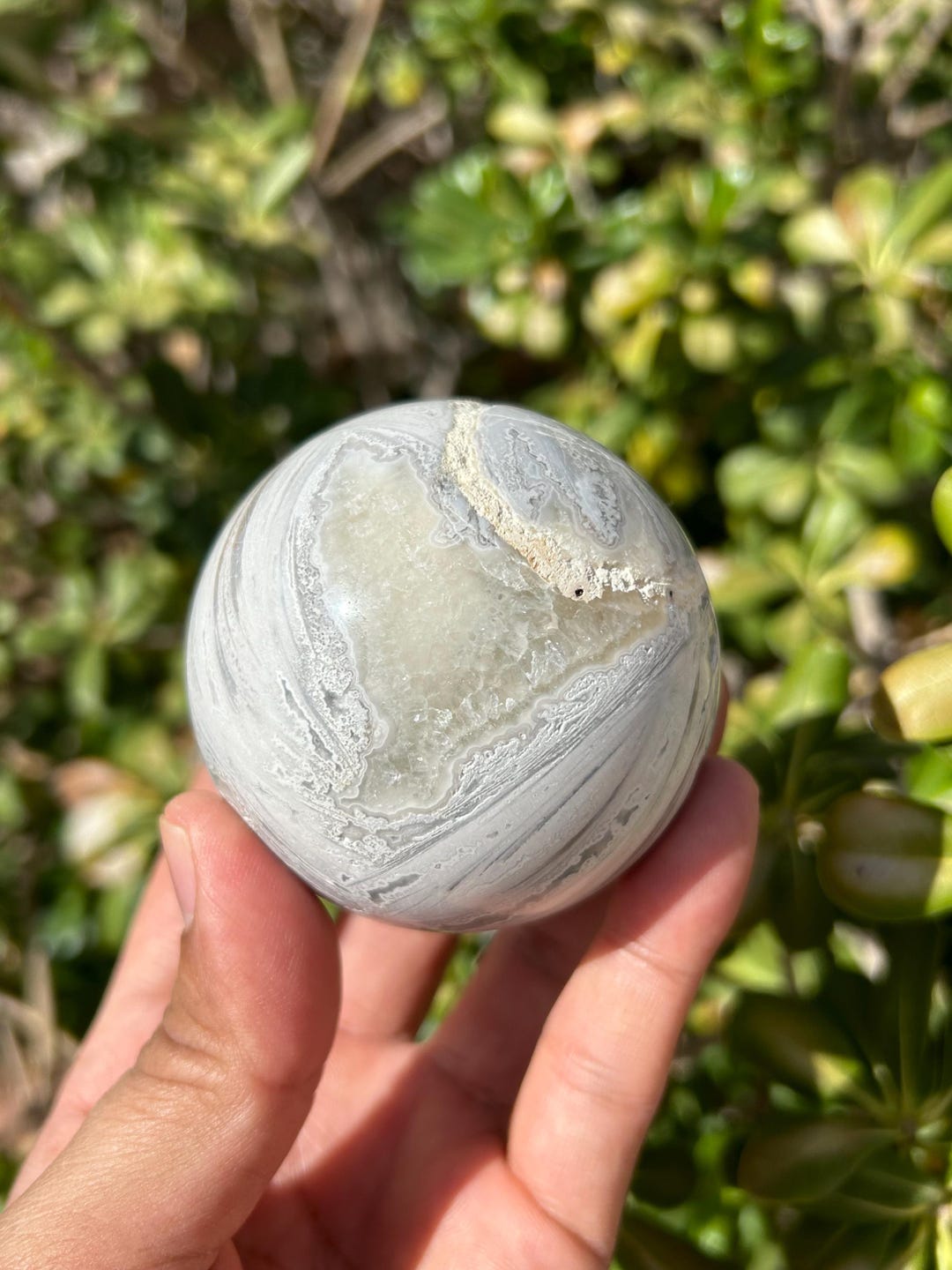 White Lace Agate Sphere / White Lace Crystal/ White Lace Carving - Etsy