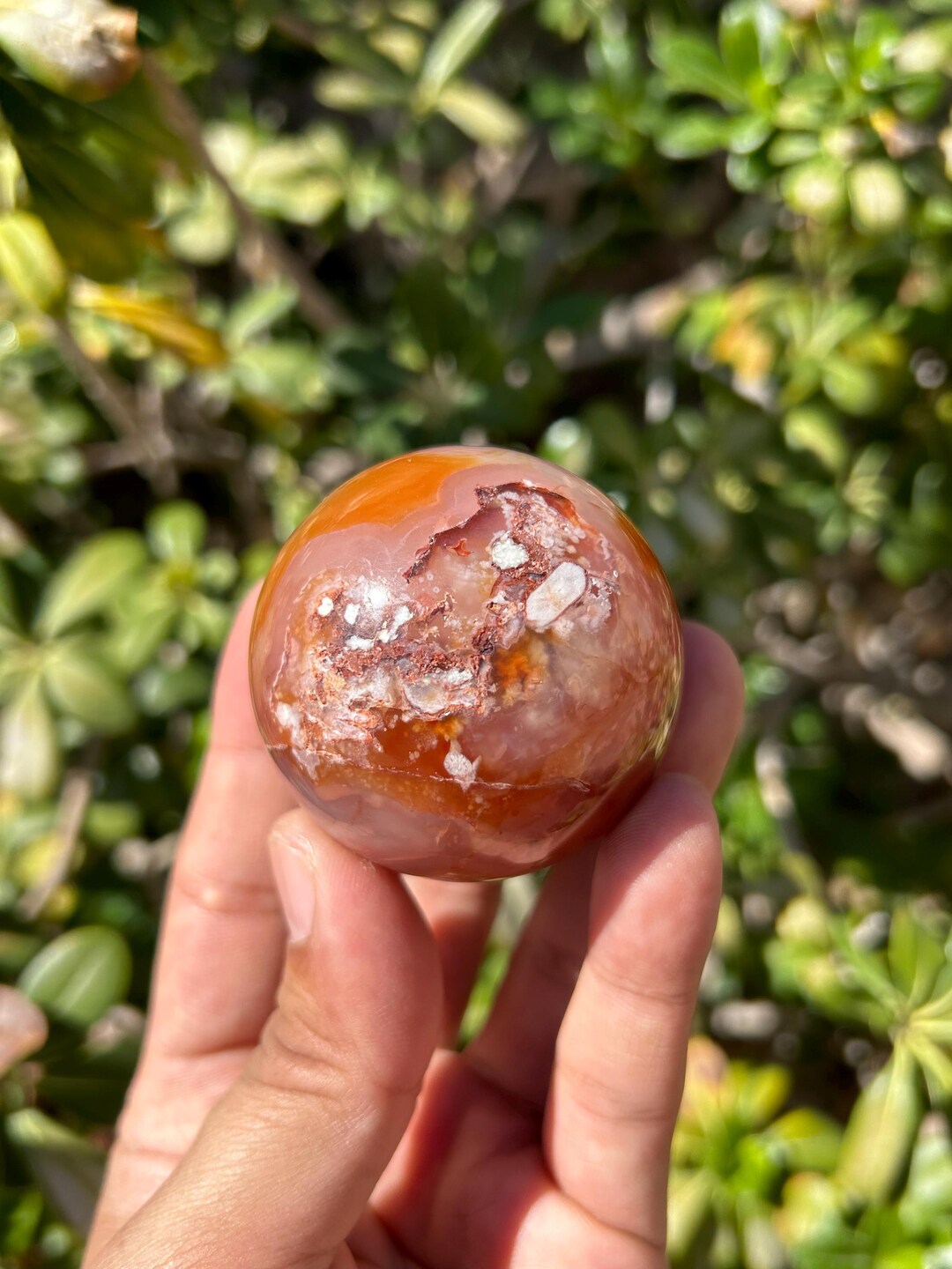 Carnelian Flower Agate Sphere | Carnelian Crystal | Flower Agate ...