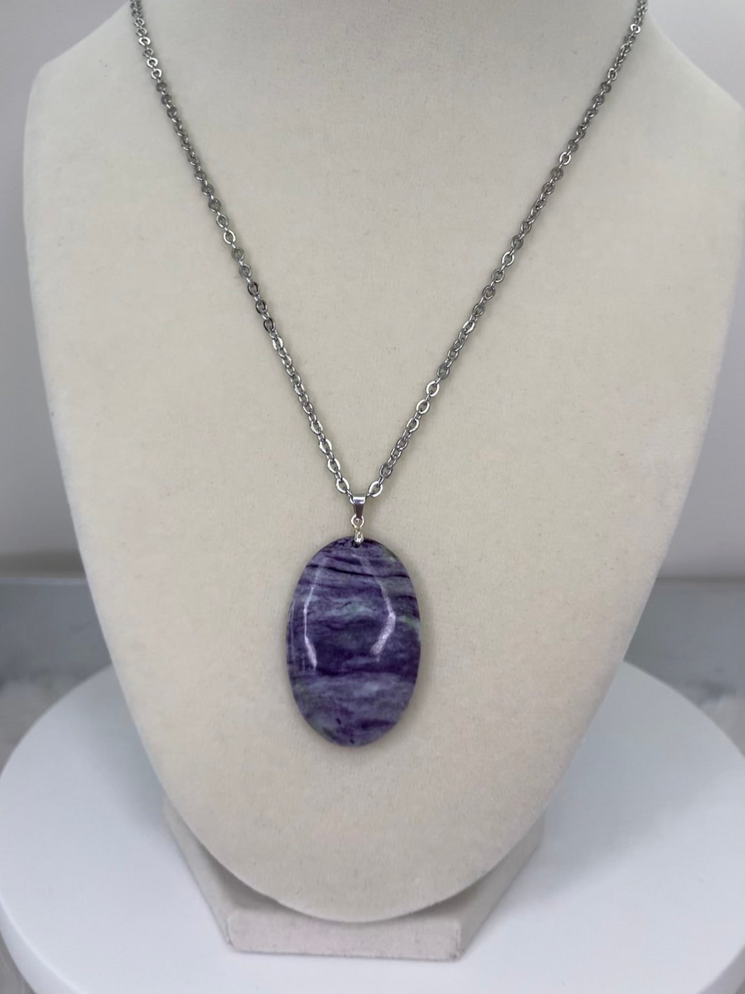 Sterling Silver 925 Kammererite Pendant, Kammerite Jewelry, Kammerite ...