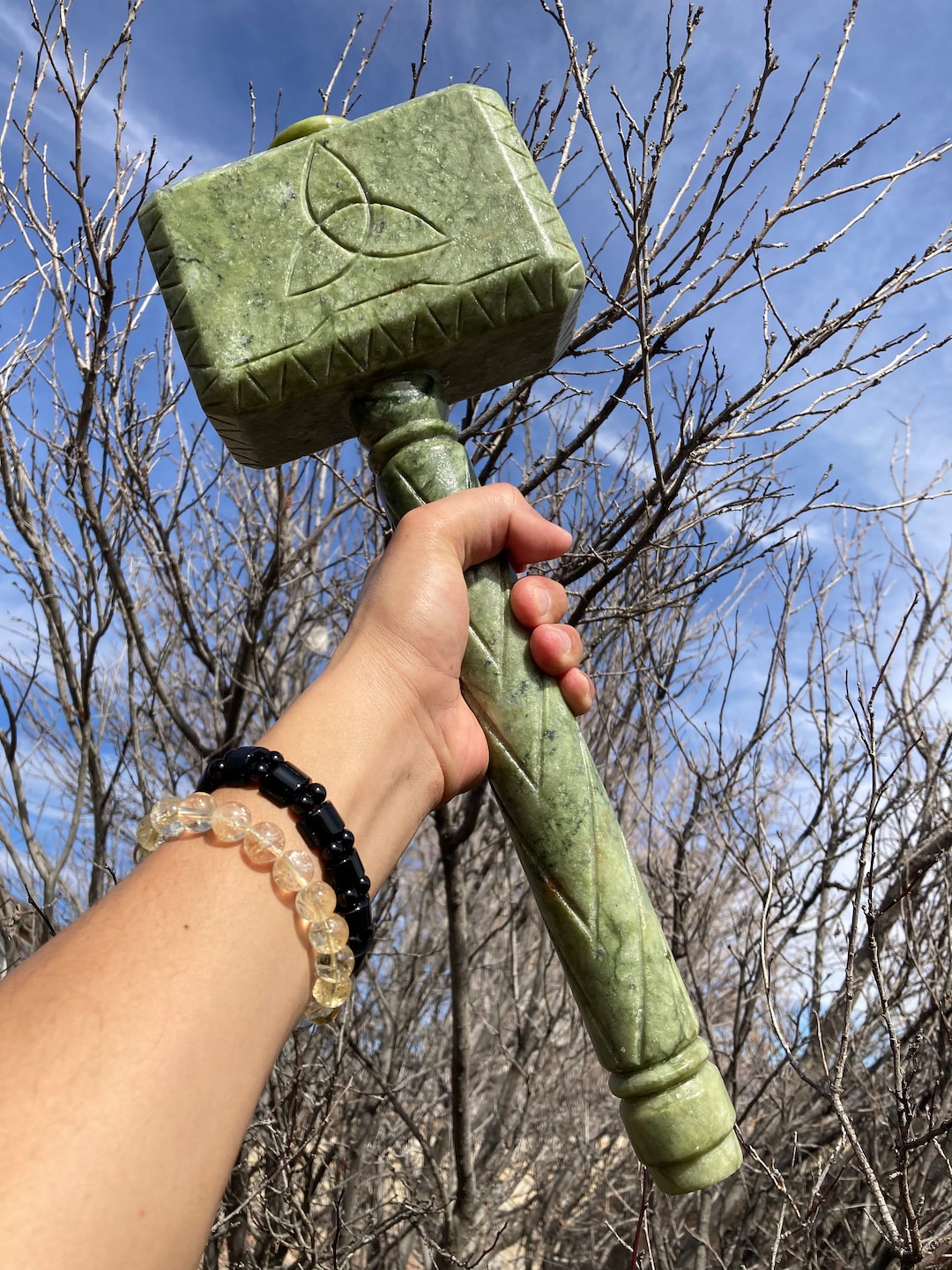 Green Jade Hammer,green Jade Thors Hammer, Crystal Collectable - Etsy
