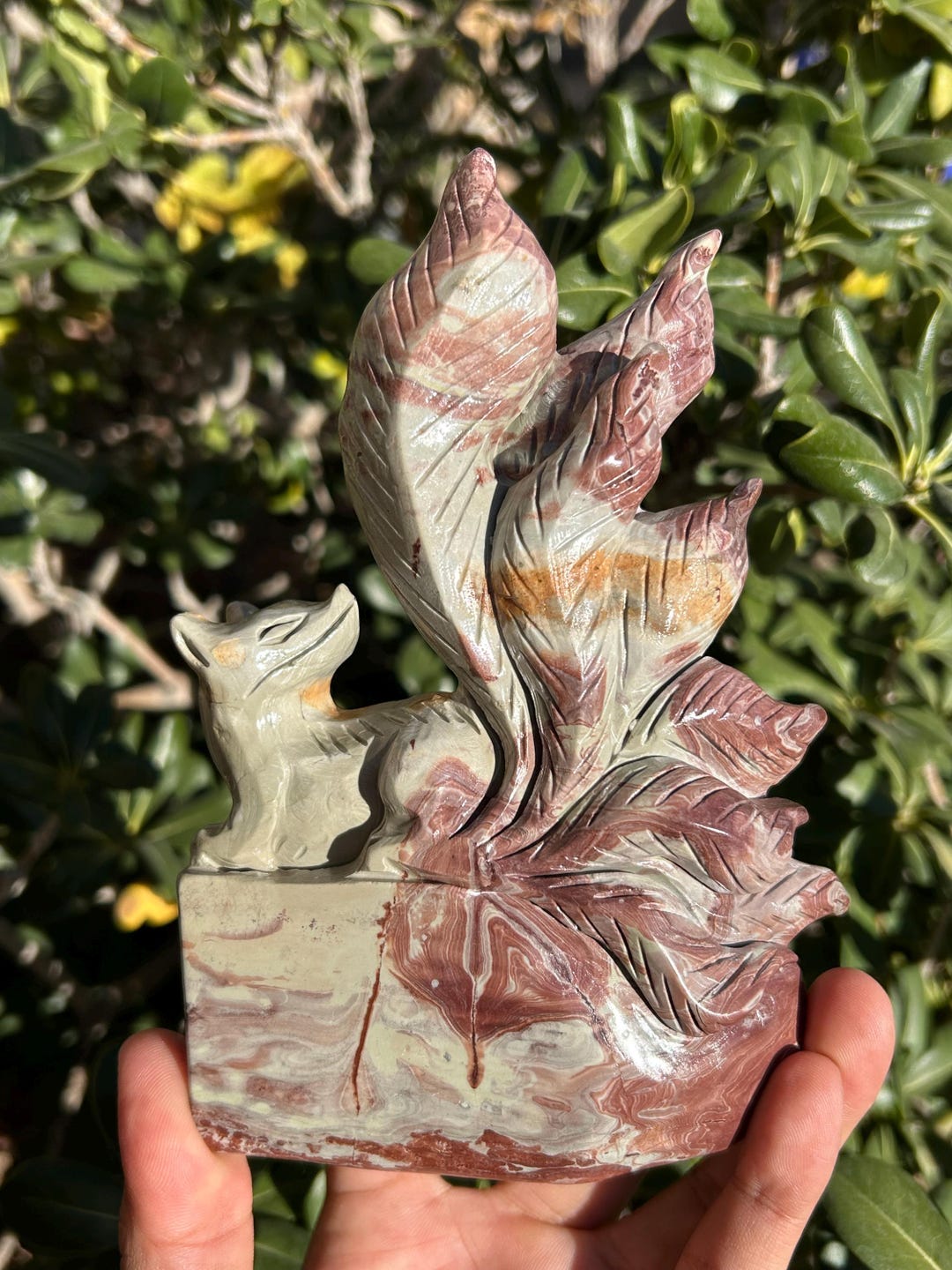 Picture Jasper Nine Tail Fox Carving | Picture Jasper Carving| Picture ...